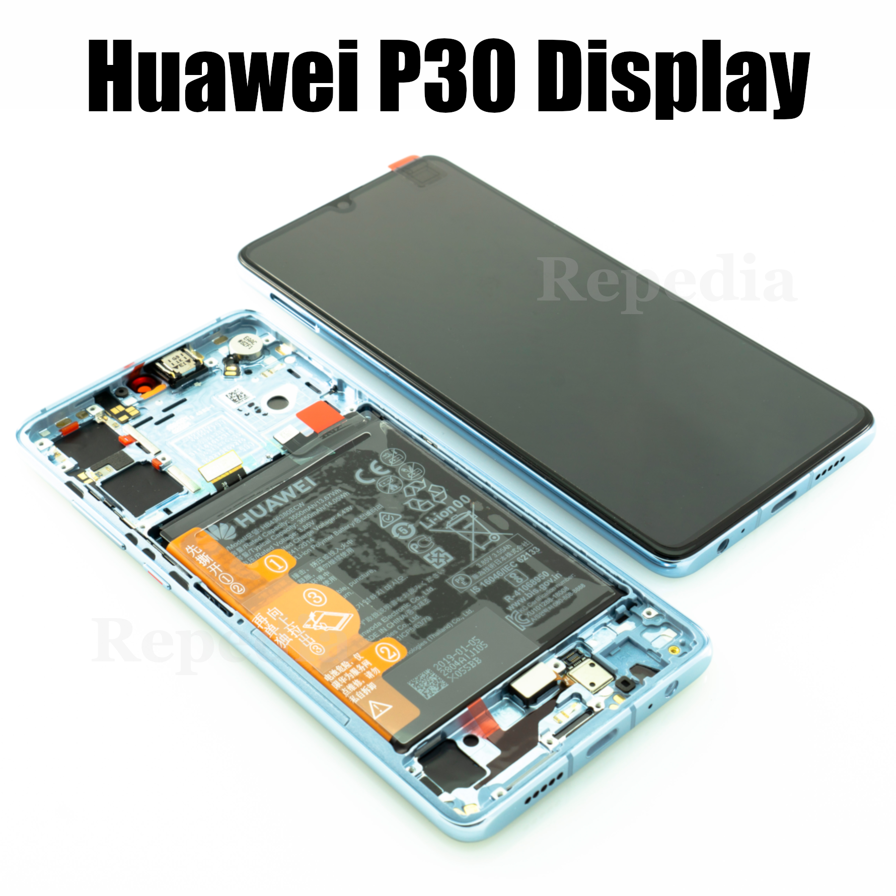 Huawei P30 Dual Sim (ELE-L29) - Display LCD Touchscreen + Rahmen/mit A ...